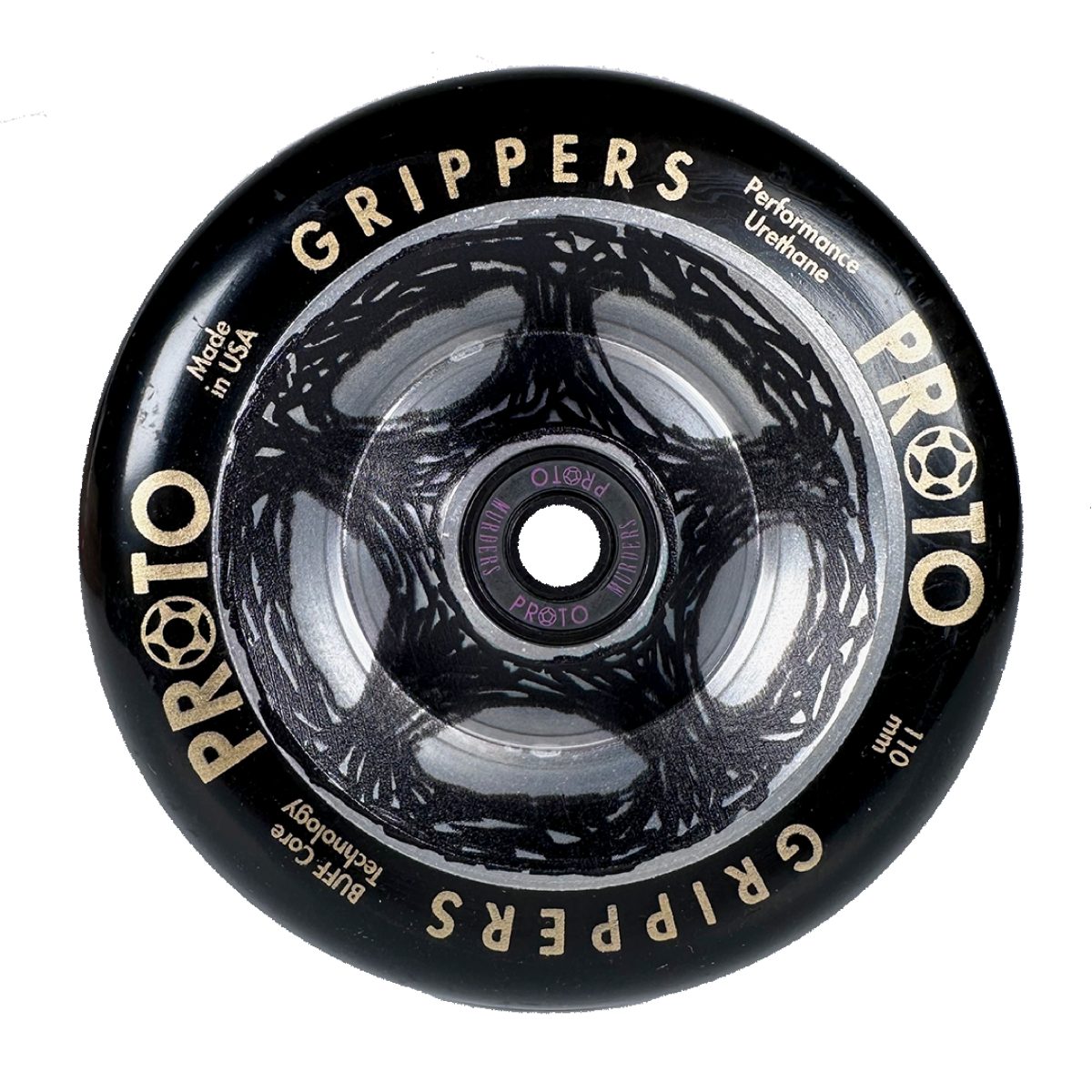 "CATALYST" Full Core Grippers 110mm (Black on RAW) | PROTO scooters
